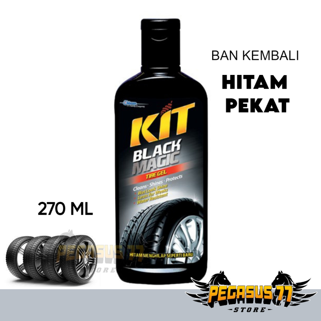 Jual KIT SEMIR BAN MENGKILAP KEMASAN BOTOL KIT BLACK MAGIC TIRE 270ML ...