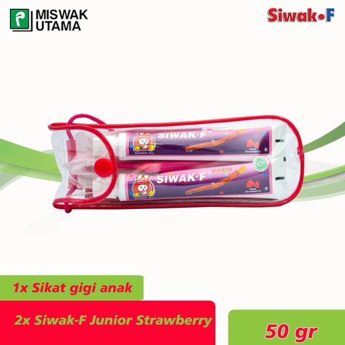 Jual Pasta Gigi Anak Siwak F Junior Strawberry (Isi 2 Dalam TAS + Sikat ...