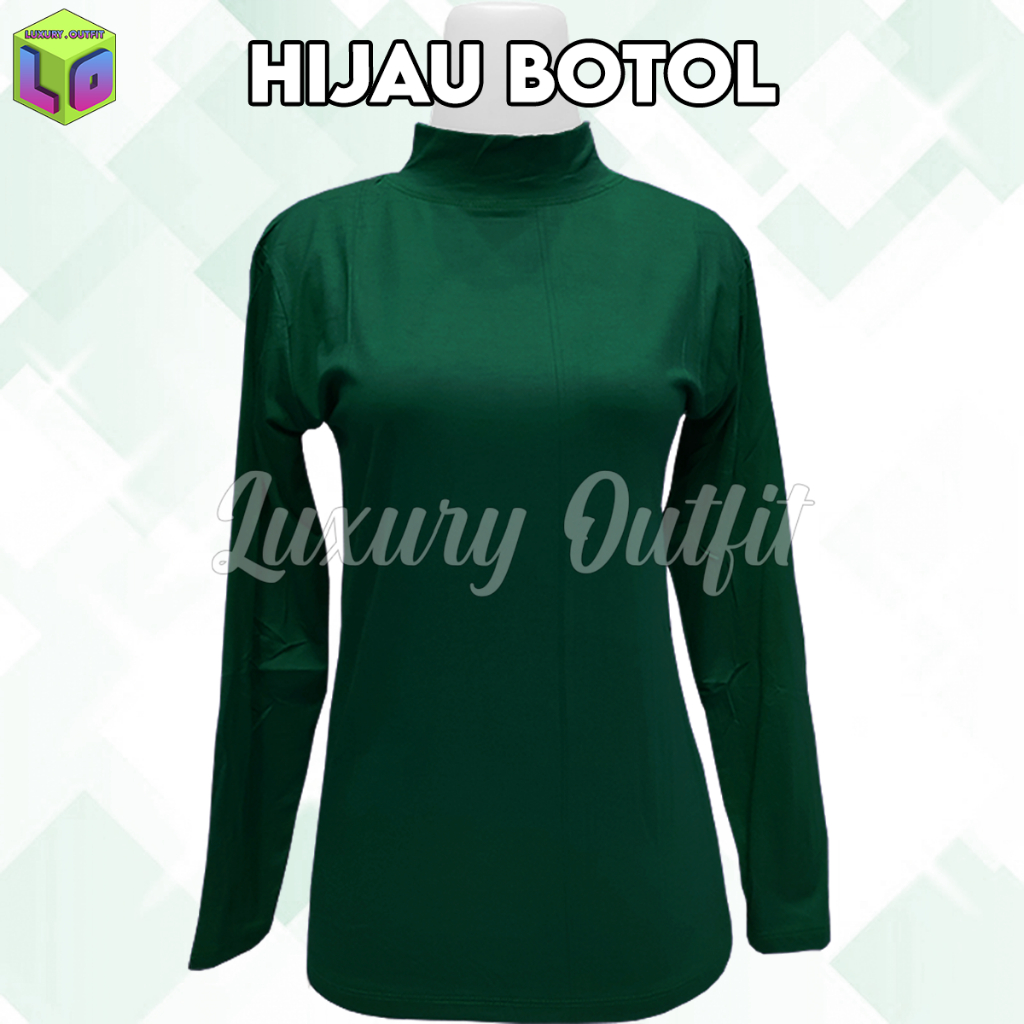 Jual Baju Manset Lengan Panjang Wanita Kerah Sanghai Turtle Neck Polos ...