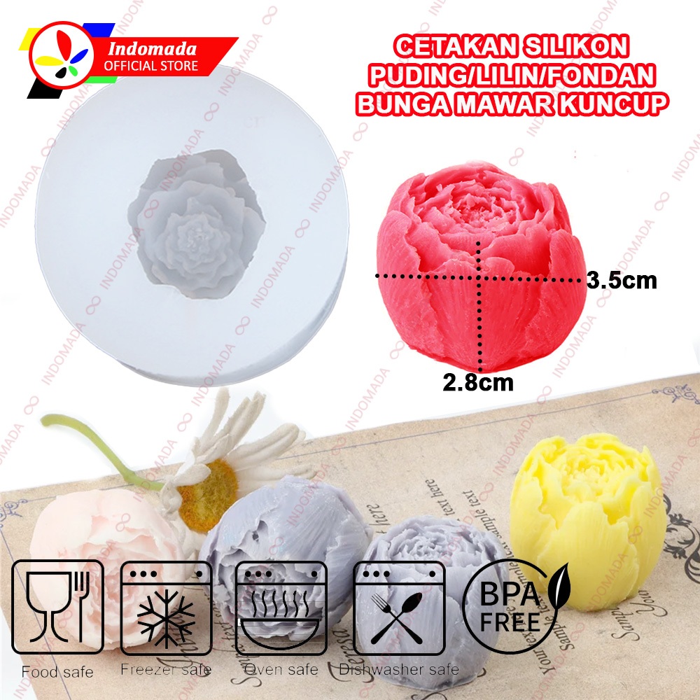 Jual Indomada Cetakan Fondant Silikon Bunga Kuncup Mawar Kecil 3.5 x 3. ...