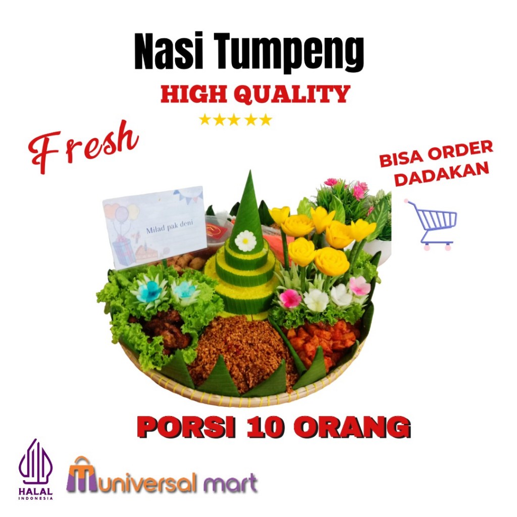 Jual NASI TUMPENG NASI KUNING AYAM BAKAR/GORENG PORSI10 | Shopee Indonesia