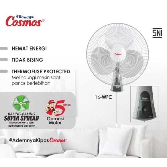 Jual Kipas Angin Dinding / Wall Fan COSMOS 16WFC / 16-WFC (16 Inch) [XP] | Shopee Indonesia
