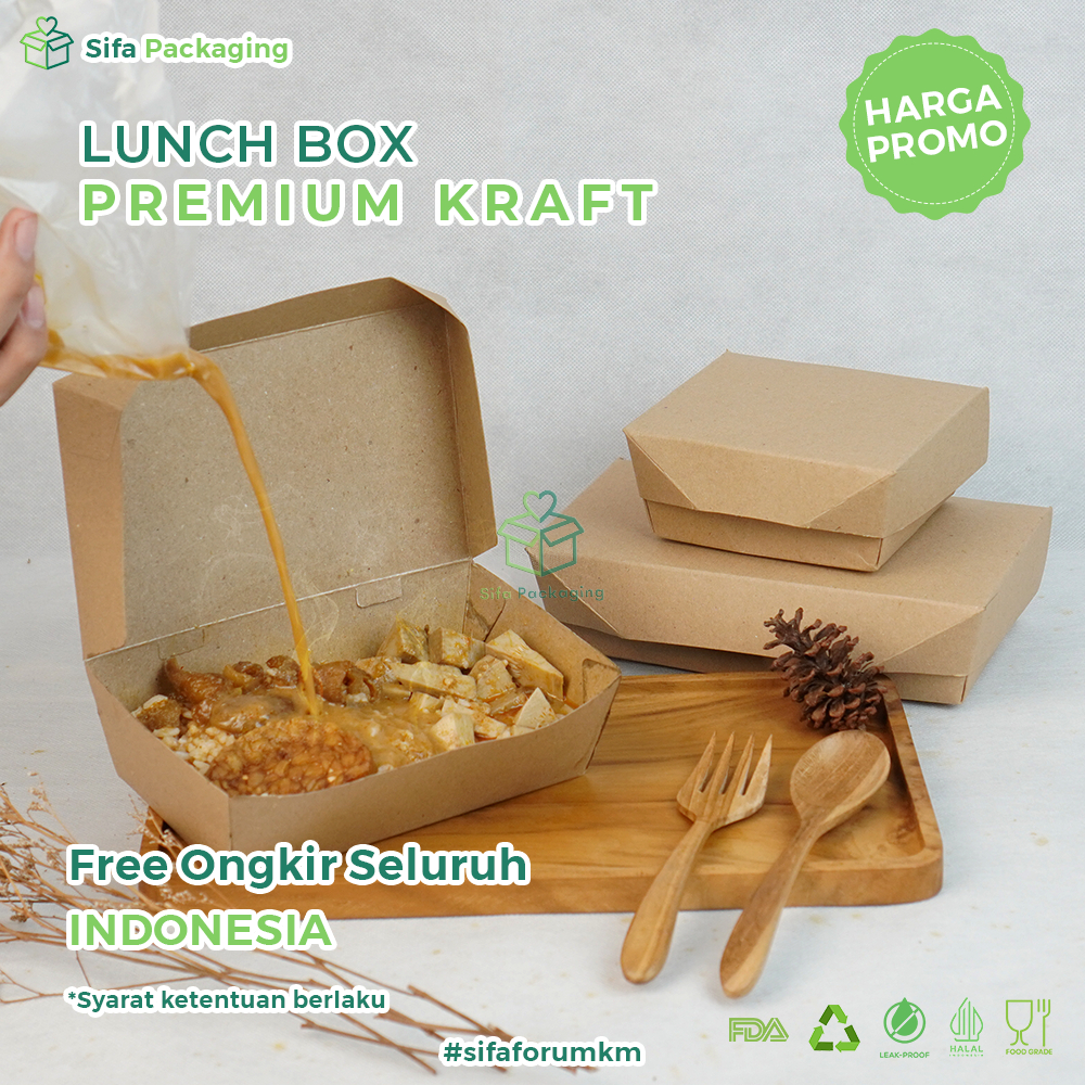 Jual Lunch Box Premium Kraft Coklat Laminasi Ukuran S M L Kotak Makan ...
