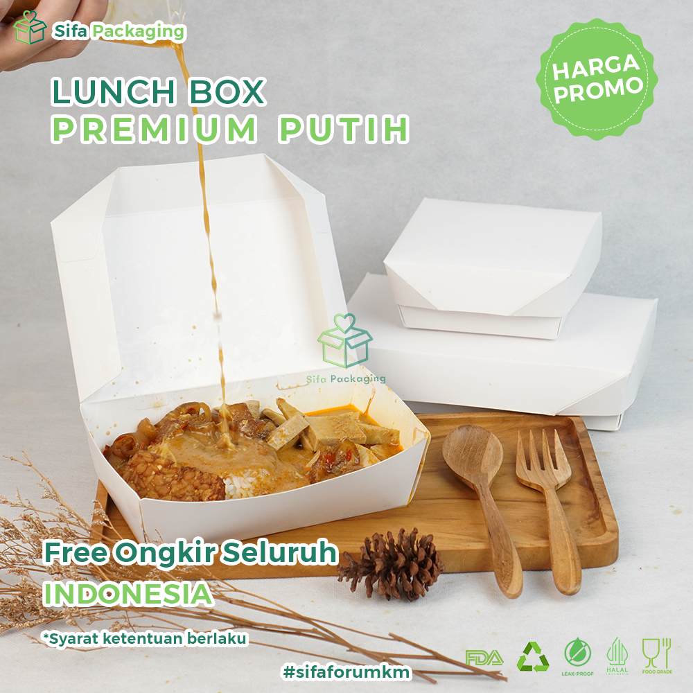 Jual Paper Lunch Box Premium Putih Ivory Polos Full Laminasi Ukuran S M ...