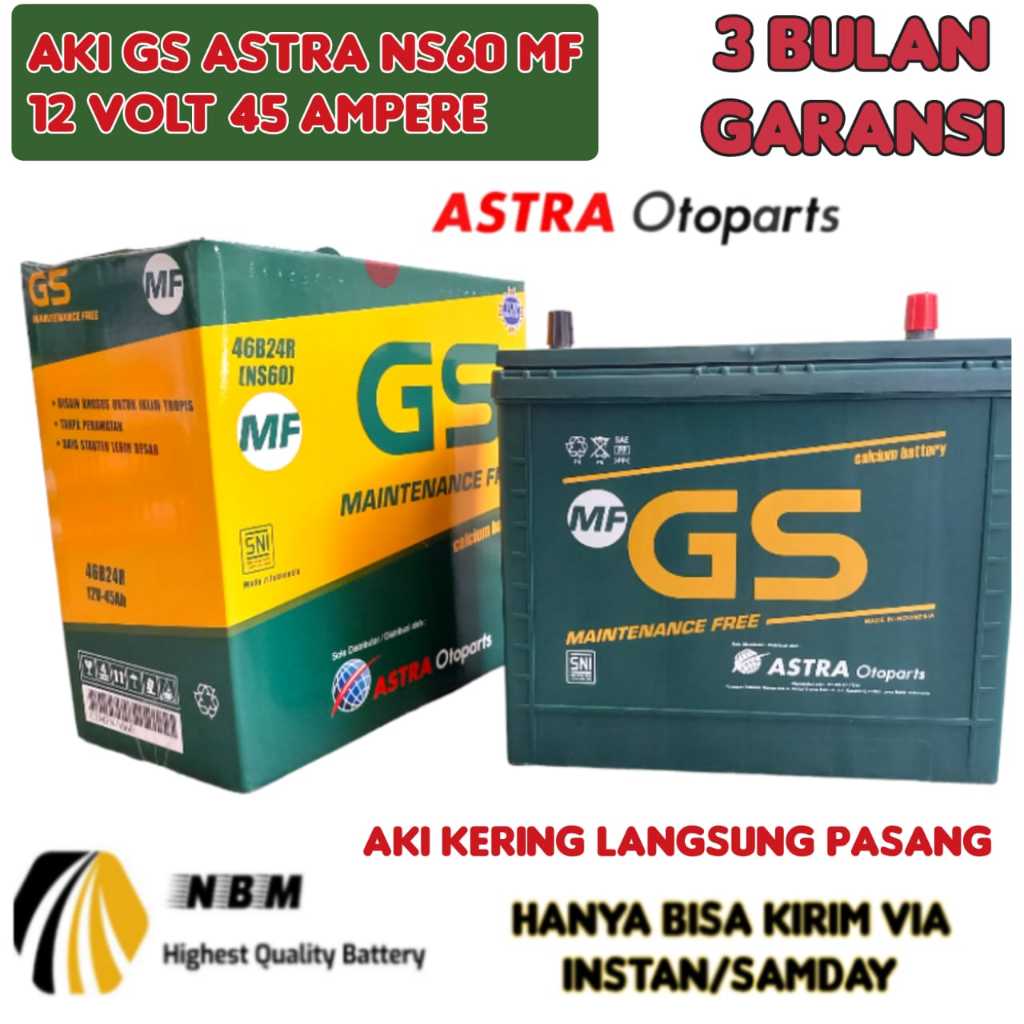 Jual Aki Mobil Avanza/Rush/Feroza/Taruna/Terios/Xenia GS ASTRA NS60 MF 45 Ah | Shopee Indonesia