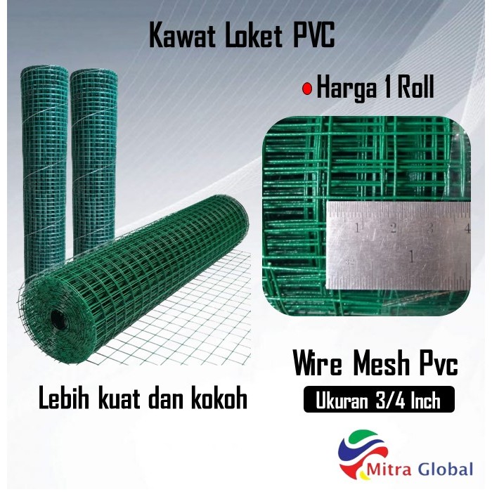 Jual Kawat Loket PVC / Kawat Ayakan / Ram PVC / Kawat Hijau 1/2 Inch 1/ ...