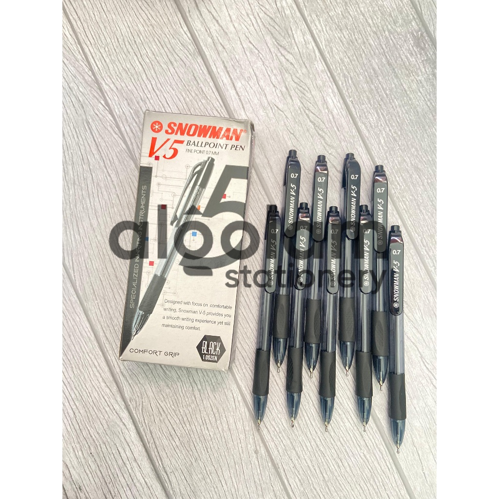 Jual ECER ( 3 PCS ) Pulpen Snowman V5 0.7 mm Ballpoint Pen Snowman V-5 ...