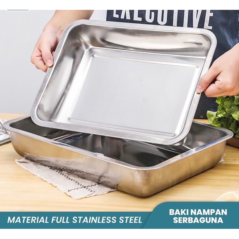 Jual Nampan stainless persegi / baking tray stainless 40 X 30CM ...
