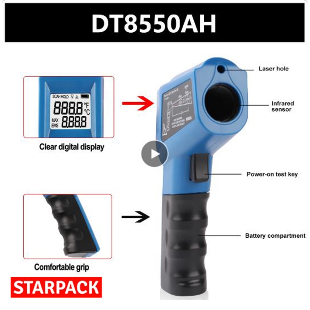 Jual Infrared Thermometer DT8550AH Termometer Tembak Industri -50 ...