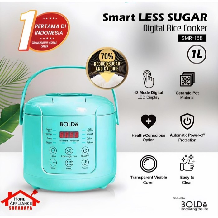 Jual BOLDe Smart Less Sugar Digital Rice Cooker 1 Liter Rice Cooker ...