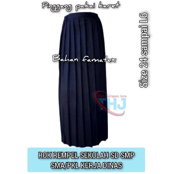 Jual ROK REMPEL PANJANG SEKOLAH SD SMP SMA HITAM SIZE 24-L6/Bawahan seragam sekolah SD SMP SMA ...