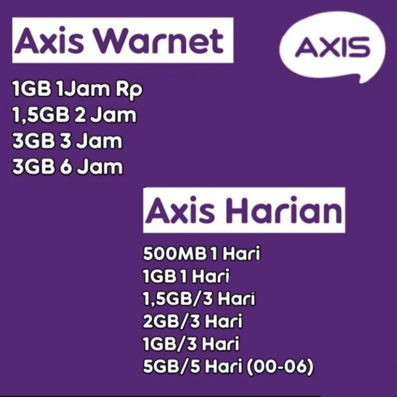 Jual Kuota Axis Ala Warnet & Paket Internet Axis Harian Bisa Untuk ...