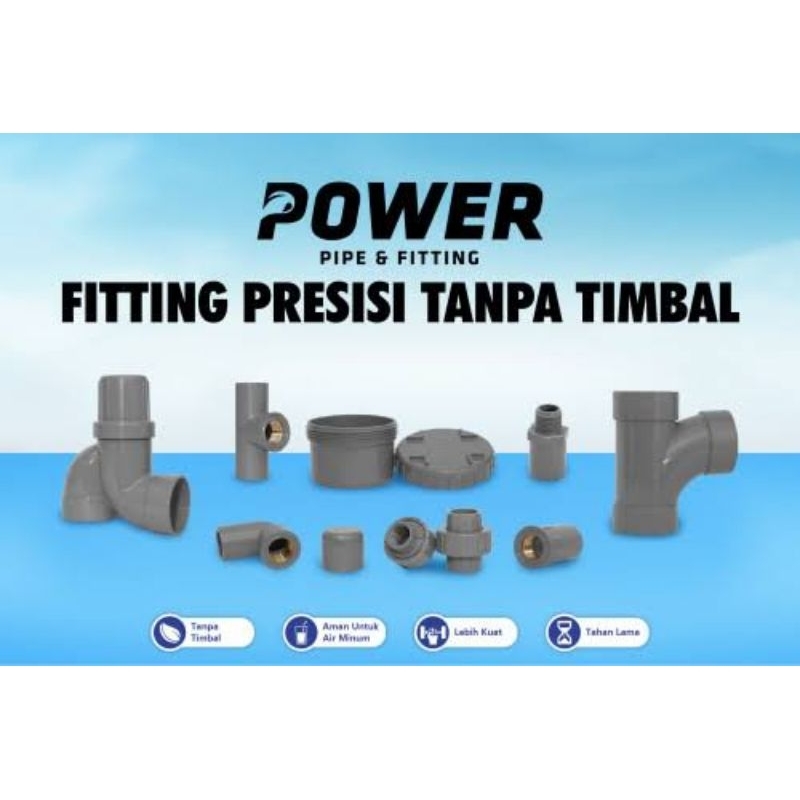 Jual Koleksi Sambungan Pipa POWER Fitting PVC Socket, Knee Elbow, Tee ...