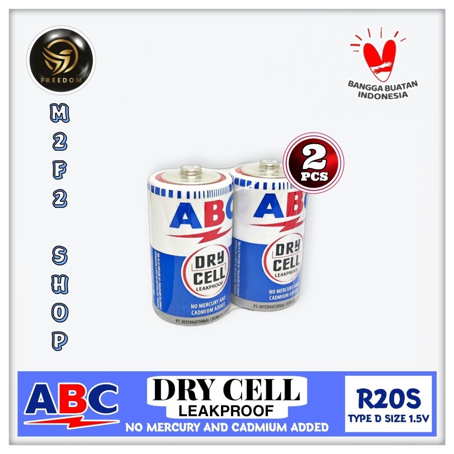 Jual Batu Baterai ABC Biru Dry Cell Ukuran Besar Type R20S IEC/UM-1/D ...