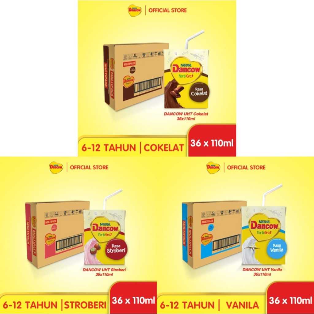 Jual Nestle Dancow FortiGro Susu UHT Cokelat Strawberry Vanila 6 PCS x ...