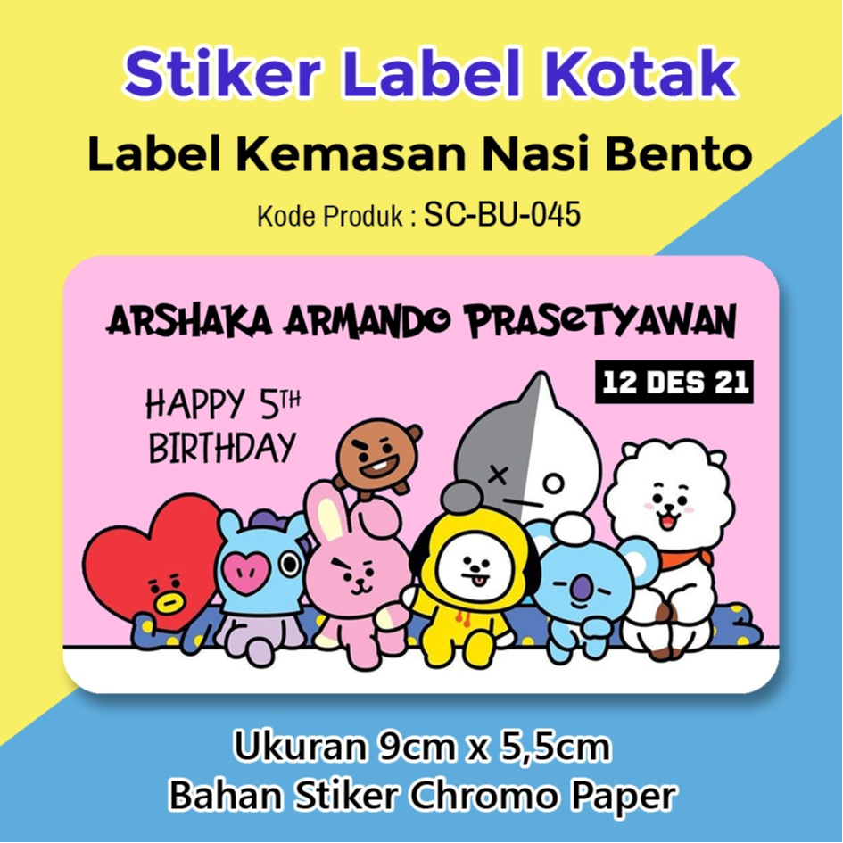 Jual STIKER ULTAH ANAK BT21 ULANG TAHUN BIRTHDAY STICKER LABEL NASI ...