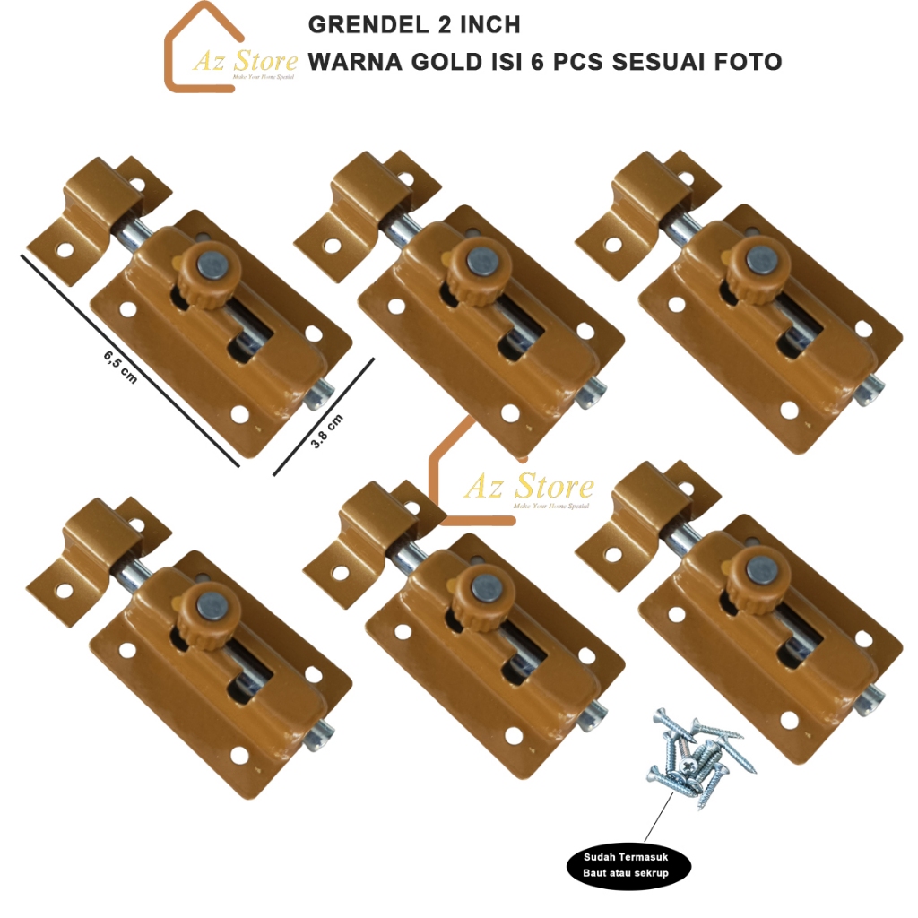Jual Paket 6 pcs Grendel Jendela Slot Pintu Rumah Ukuran 2 inch model ...