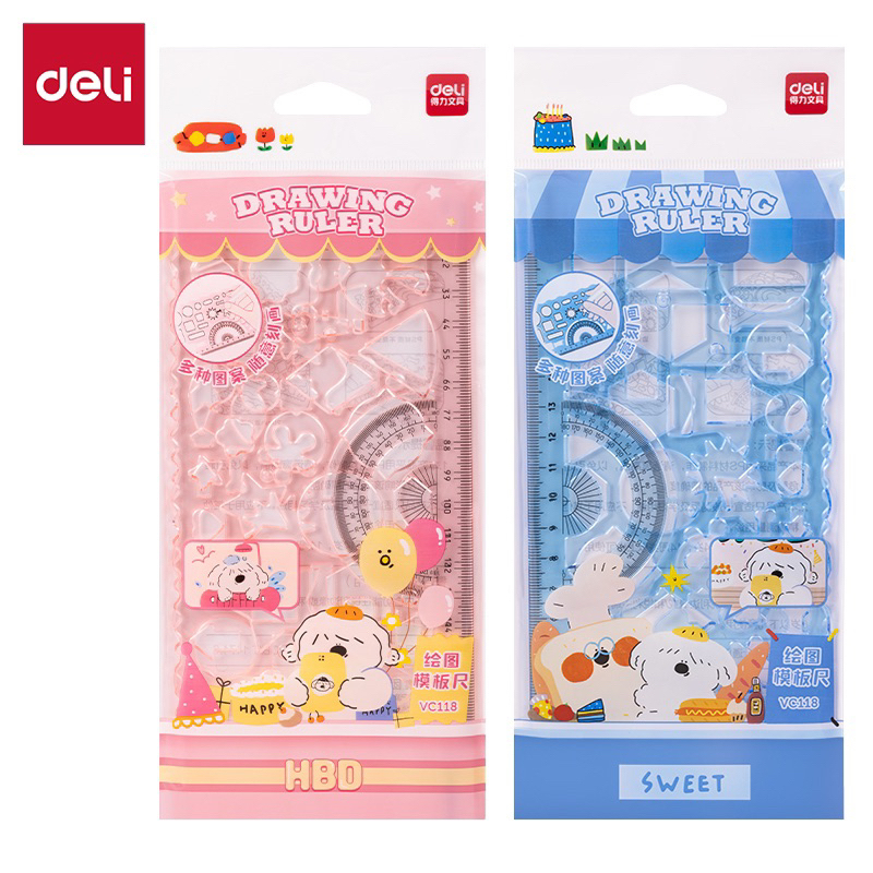 Jual Deli Penggaris Motif VC118 / Drawing Ruler 18cm (1 set isi 2 pcs ...