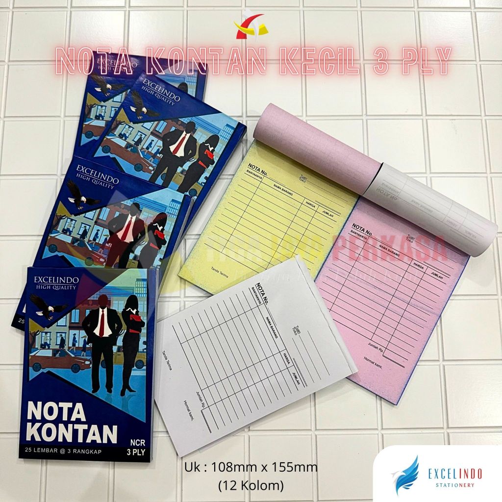 Jual Buku Nota Kontan 3 ply NCR UKURAN KECIL (108mm x 155mm) Excelindo ...