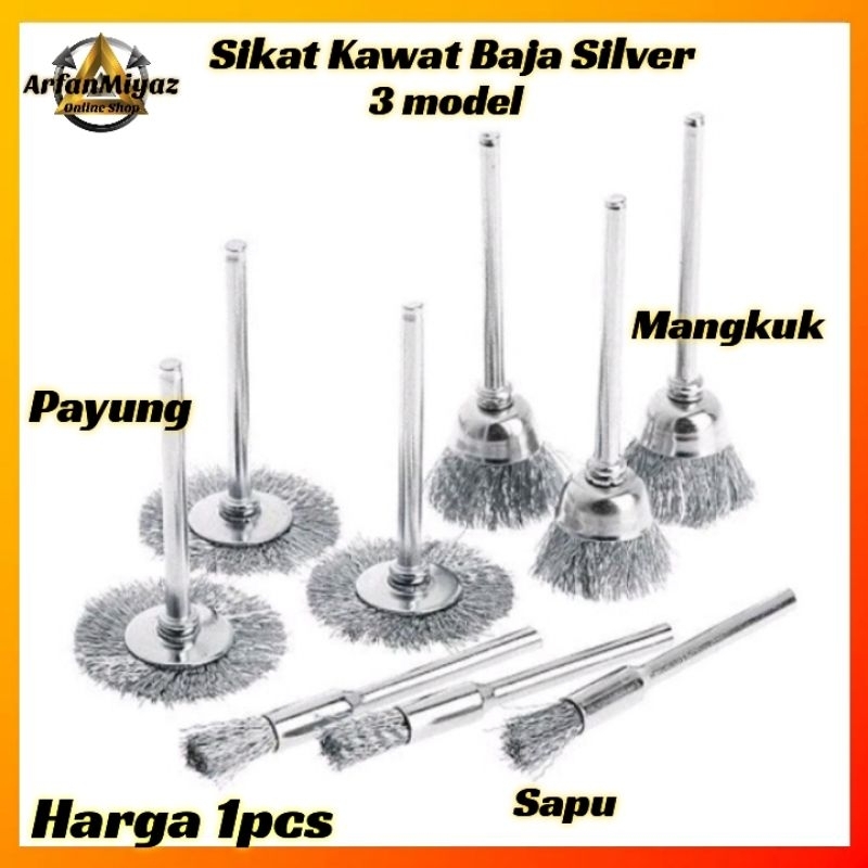 Jual Sikat Kawat Baja Model Sapu, Payung, Mangkuk Silver Wire Brush ...