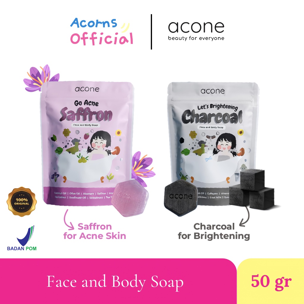 Jual ACONE FACE & BODY SOAP UNTUK JERAWAT | MENCERAHKAN WAJAH BPOM 50GR ...