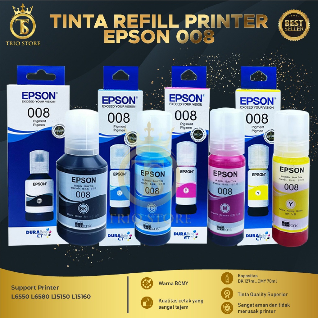 Jual Tinta Epson 008 1 Set 4 Warna CMYK Untuk Printer Epson L11160 ...