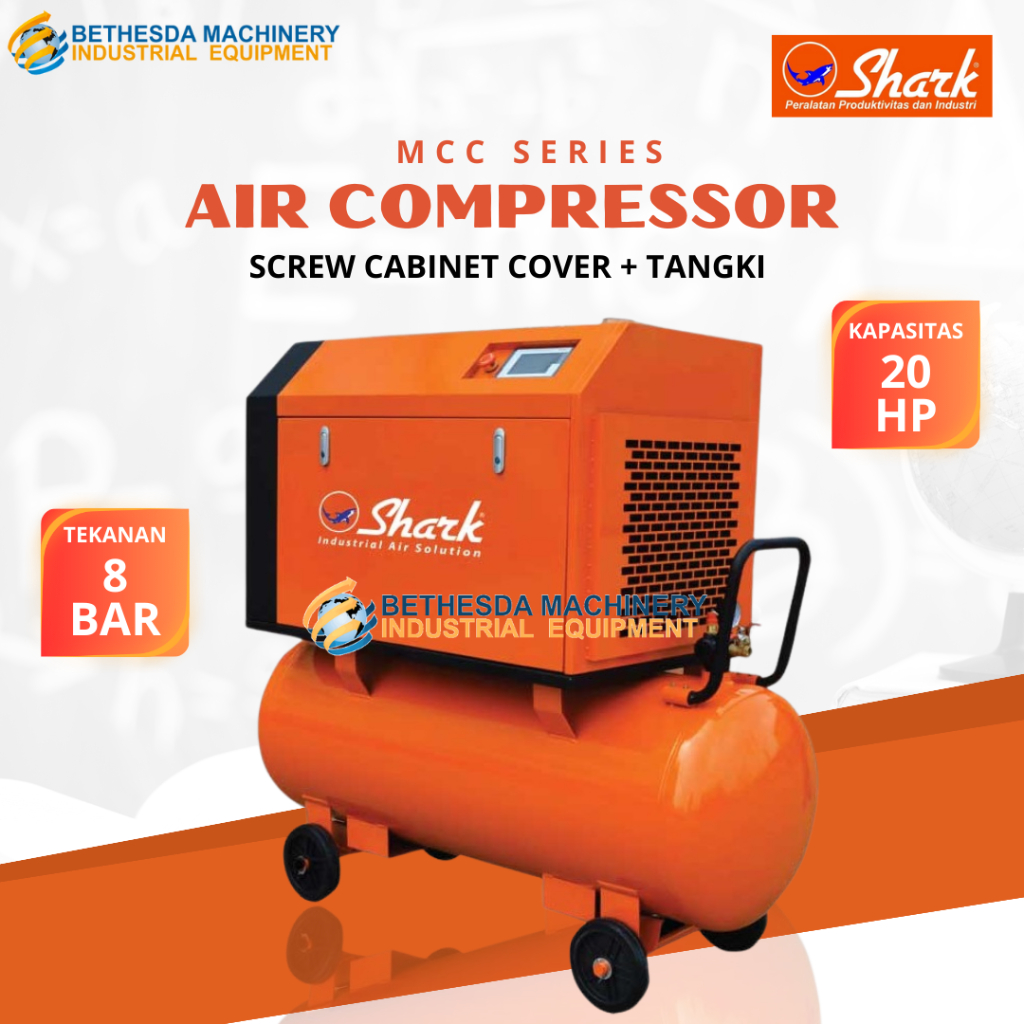 Jual Air Compressor Shark 20hp Kompresor Screw MCC 20 PMIP23 8 Bar ...