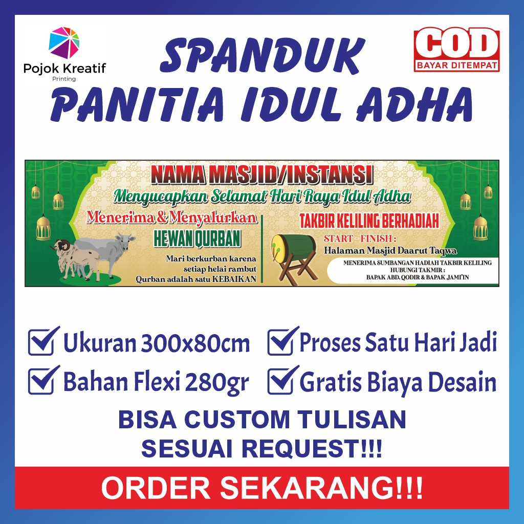 Jual SPANDUK BANNER ACARA PANITIA HARI RAYA IDUL ADHA QURBAN BESAR ...
