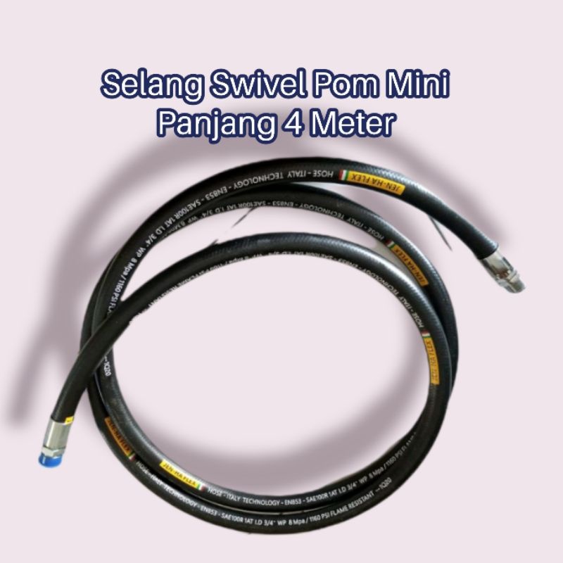 Jual Selang Hitam Pom Mini Panjang 3 & 4 Meter Kawat Baja Hose Swivel 3 ...