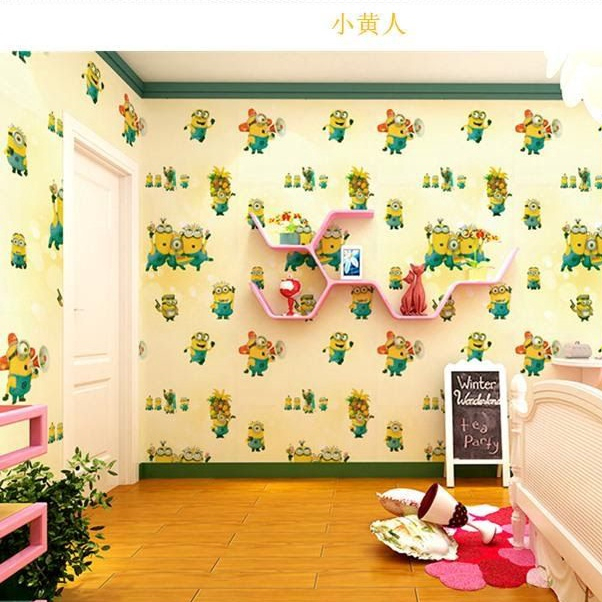 Jual Wallpaper Sticker Dinding Karakter Minion Kuning Panjang 8 Meter x ...