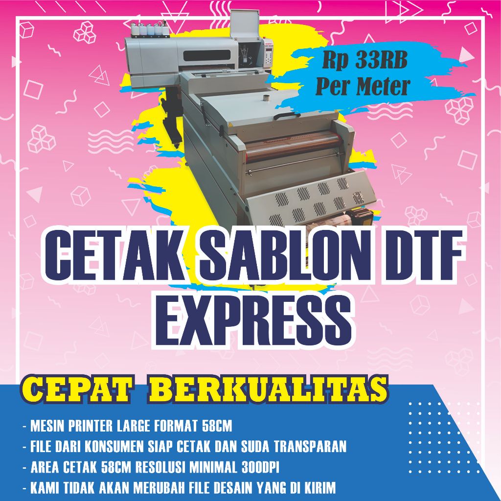Jual Jasa PRINT CETAK SABLON DTF METERAN Express Large Format Sudah Siap Press ke Bahan | Shopee ...