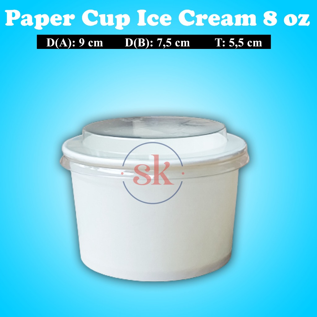 Jual (Paket 50 pcs) Paper Cup Ice Cream Cup Gelato 8 oz Polos + Tutup ...