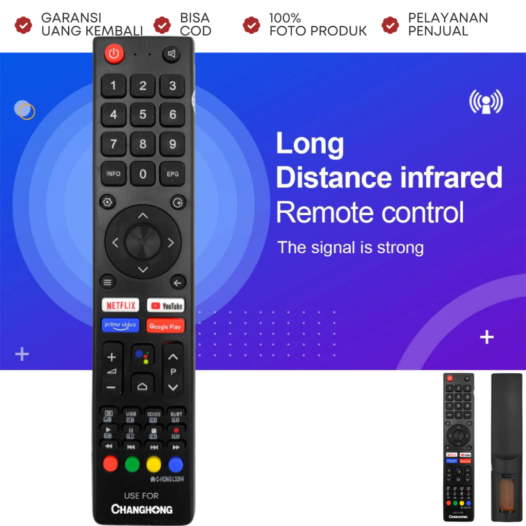 Jual Remot / Remote Smart android TV Changhong LCD LED netflix youtube ...
