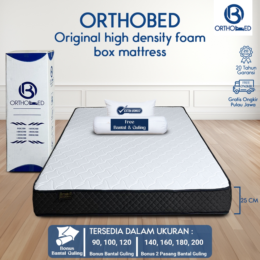 Jual ORTHOBED Kasur Busa Original 25cm High Density Foam Box Mattress ...