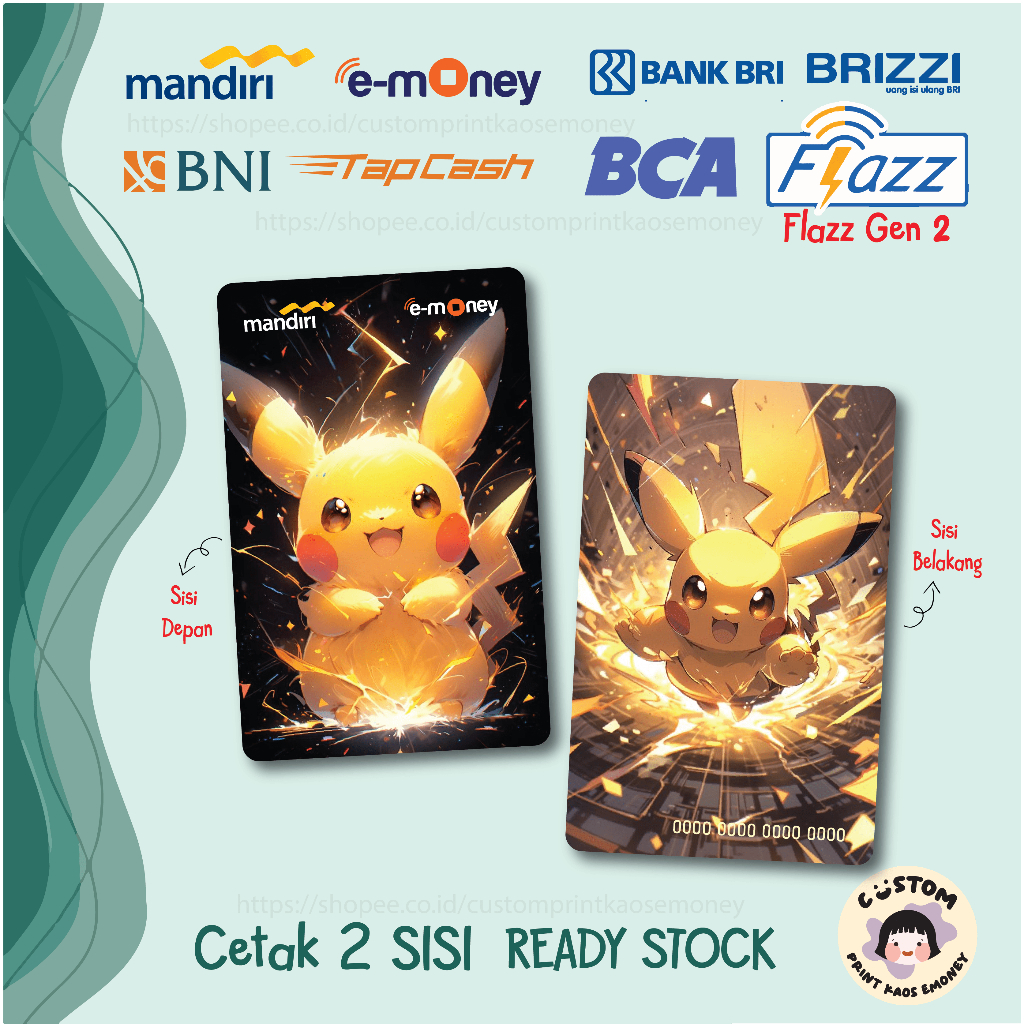 Jual KARTU E MONEY E TOLL ANIME PIKACHU KARTUN GEMOY CUTE MANDIRI ...