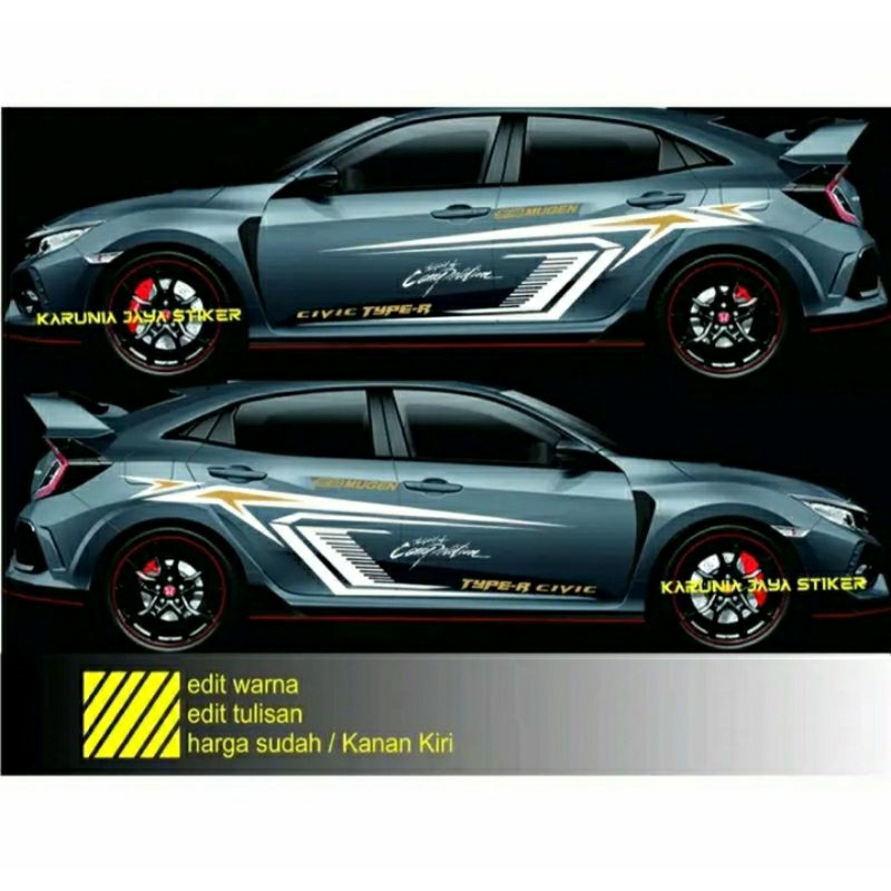 Jual stiker mobil Honda Civic type R model strip racing terbaru car ...