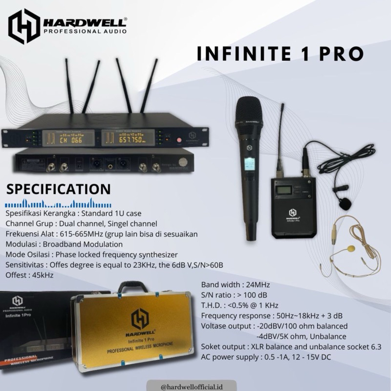 Jual Mic Wireless Hardwell Infinite 1 Pro Kombinasi Handheld Clip On ...