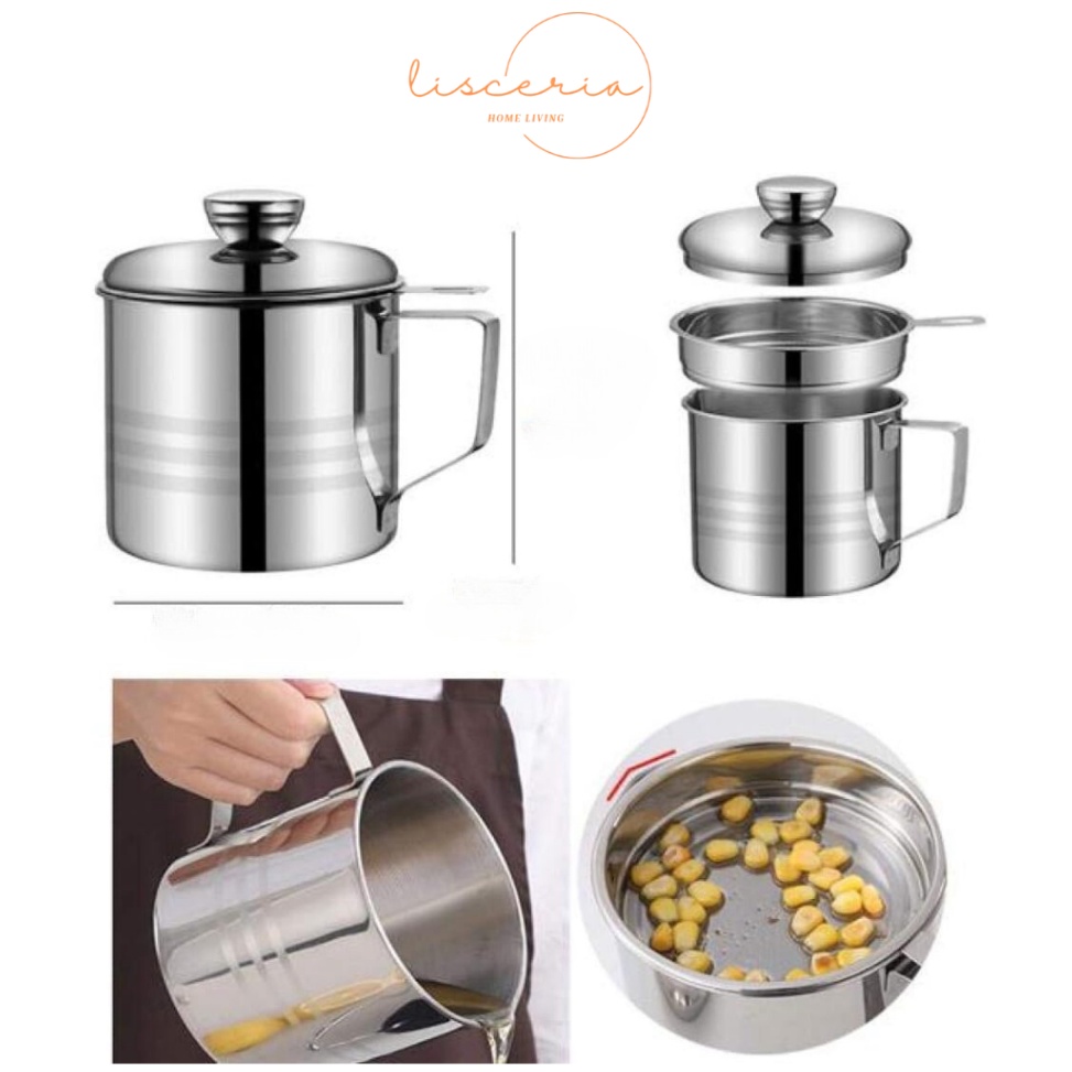Jual AFK LSC Oil Pot Stainless Wadah Gelas Minyak Saringan | Shopee ...