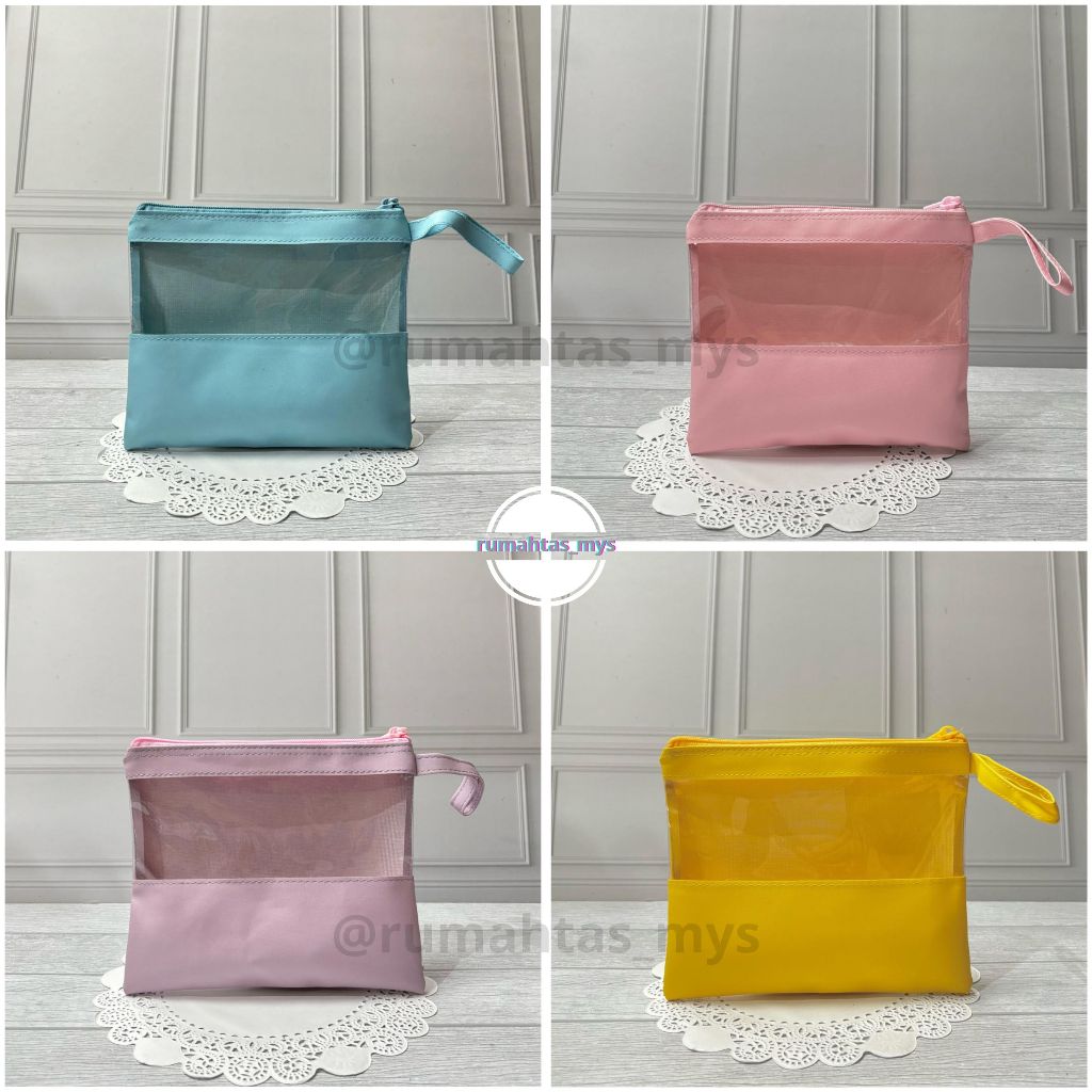 Jual Pouch Cosmetik mika 20cm x 16cm x1cm{ Bisa custem logo} | Shopee ...
