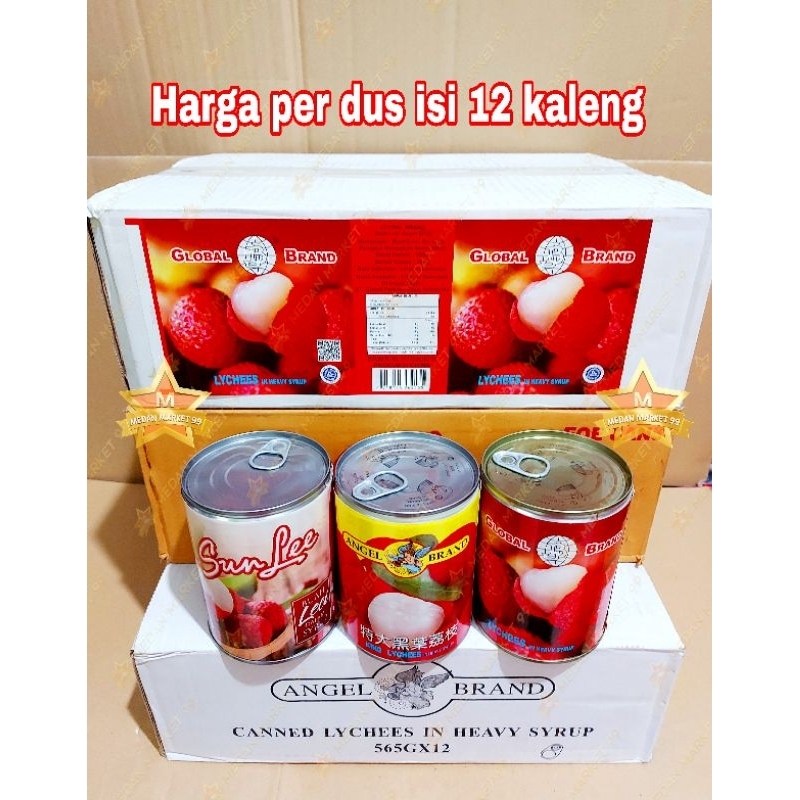 Jual LYCHEE KALENG PER DUS ISI 12 KALENG/ GLOBAL LYCHEE/ ANGLE KING ...
