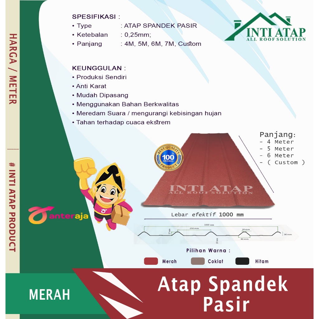 Jual ATAP SPANDEK PASIR KOKOH TRIME 1020 | Shopee Indonesia