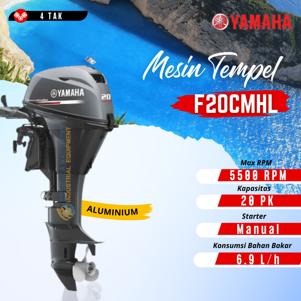Jual Mesin Tempel Yamaha 20 Pk Outboard 4 Tak F20CMHL | Shopee Indonesia