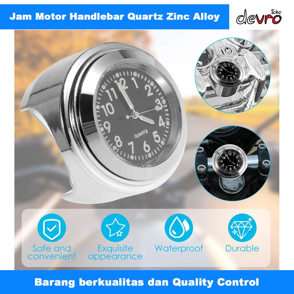 Jual Jam Motor Handlebar Quartz Clock Accessories Zinc Alloy - Jam ...