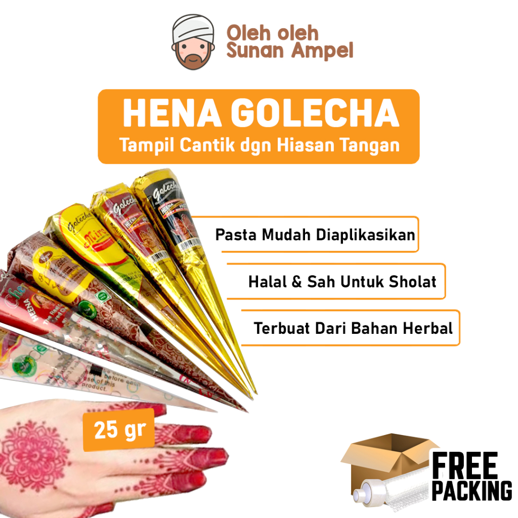 Jual Heena/Henna/Hena Magic GOLECHA BPOM Warna Maroon Red Hitam Cokelat ...