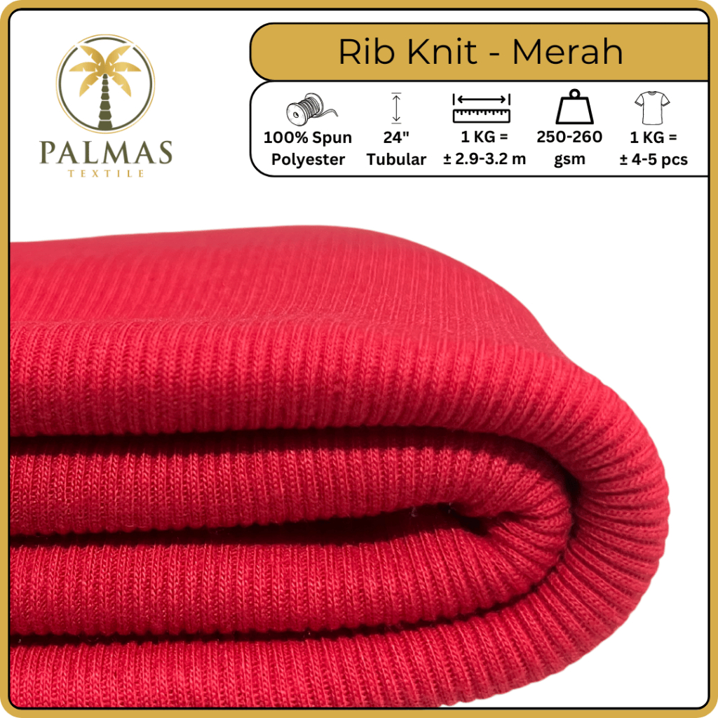 Jual Kain Rib Knit - Merah (Bahan Kaos) | Shopee Indonesia