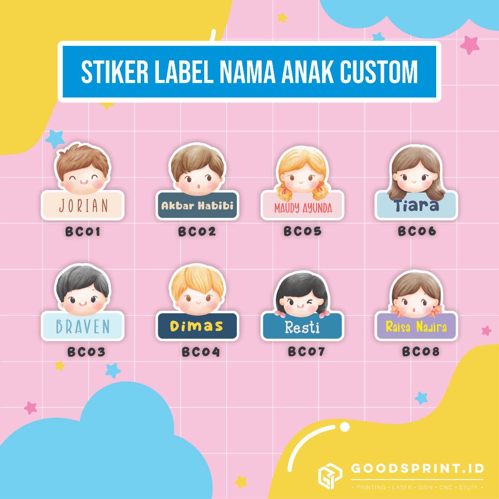 Jual STIKER NAMA ANAK WATERPROFF Sticker Nama Custom Label Buku ...