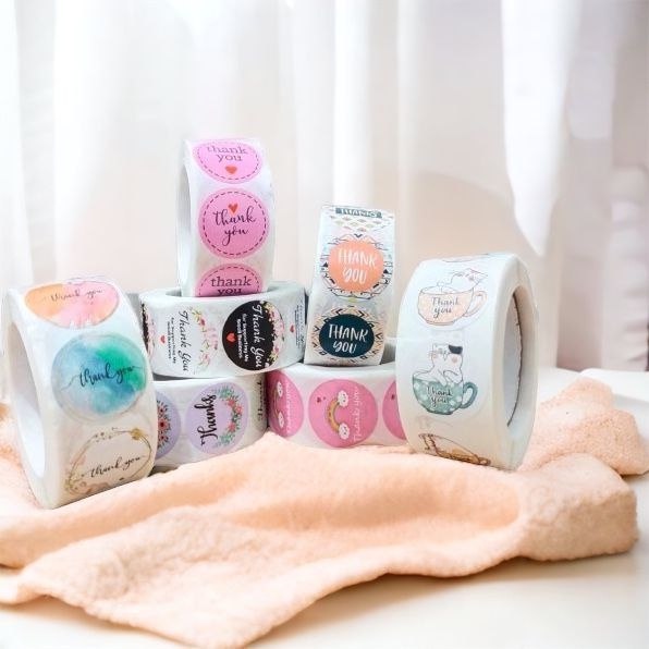Jual REVA-Sticker Thank You Roll Isi 500 Pcs Stiker Terima Kasih Warna ...