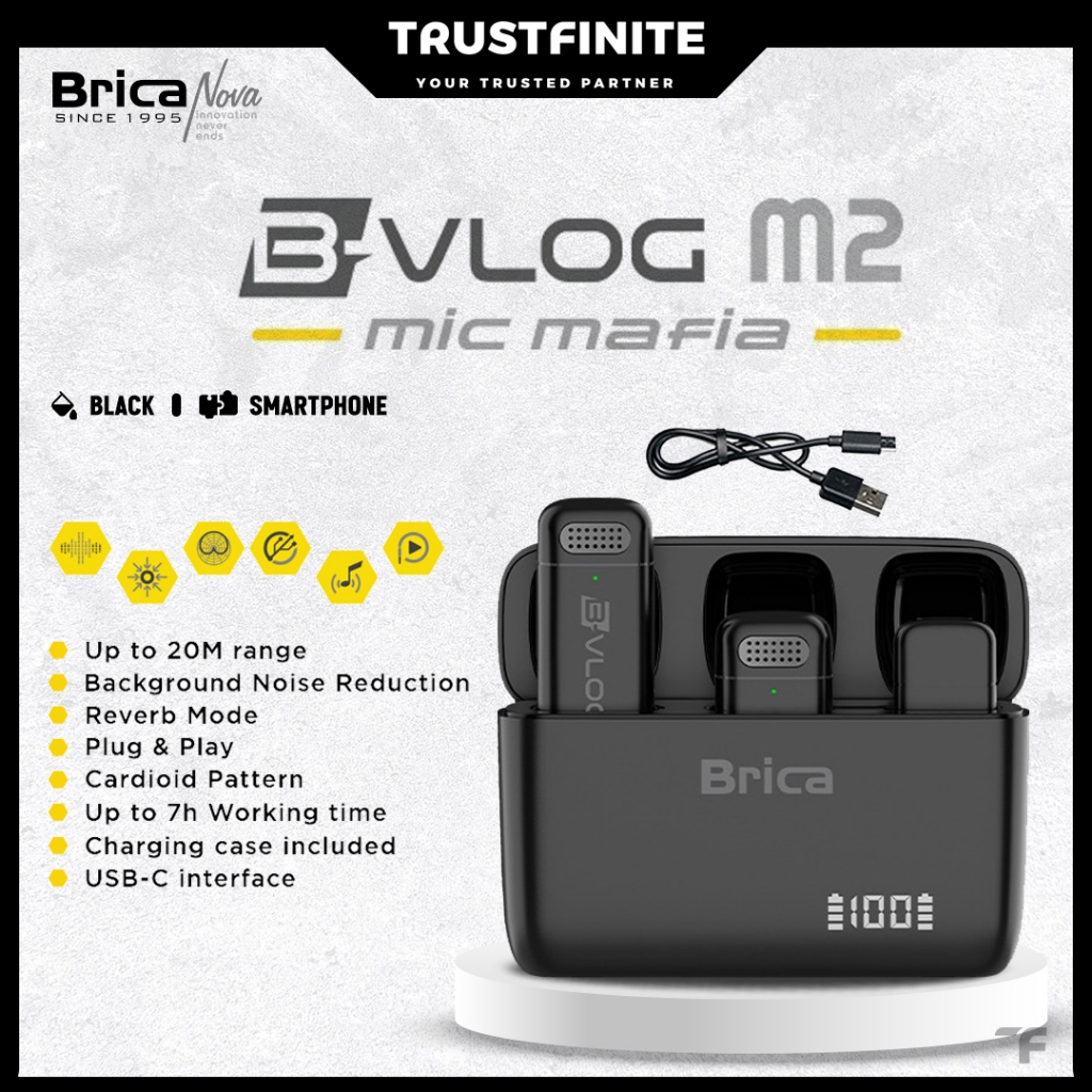 Jual Brica B-VLOG M2 Dual Wireless Microphone Clip On Mic Vlog With ...