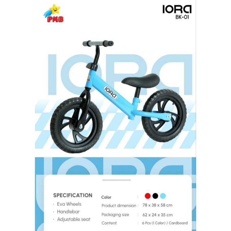 Jual Sepeda Anak Balance Bike | Sepeda Anak Push Bike IORA PMB BK01 ...