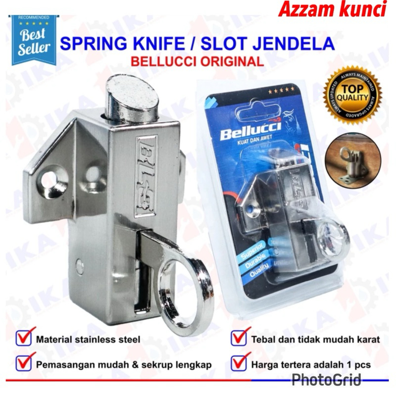 Jual Belluci Spring Knife Jumbo/ kunci jendela belluci Selot Jendela ...